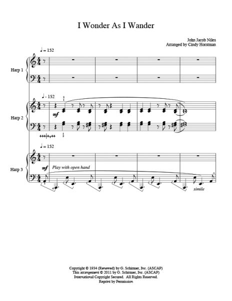 I Wonder as I Wander (ensemble) – Harp Column Music