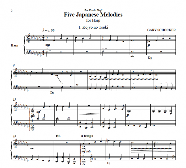 Five Japanese Melodies – Harp Column Music