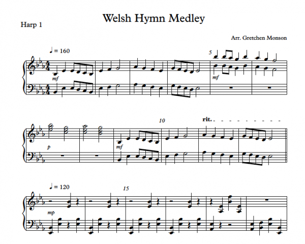 Welsh Hymn Medley (lever version) – Harp Column Music