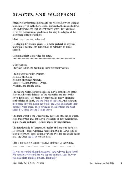 Demeter and Persephone – Harp Column Music