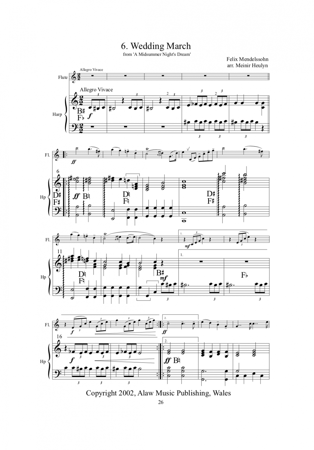 Wedding Music for Flute and Harp—Vol. 1 – Harp Column Music