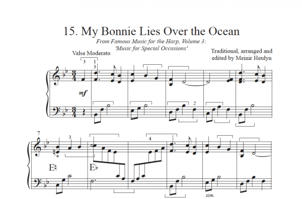 My Bonnie Lies Over the Ocean – Harp Column Music