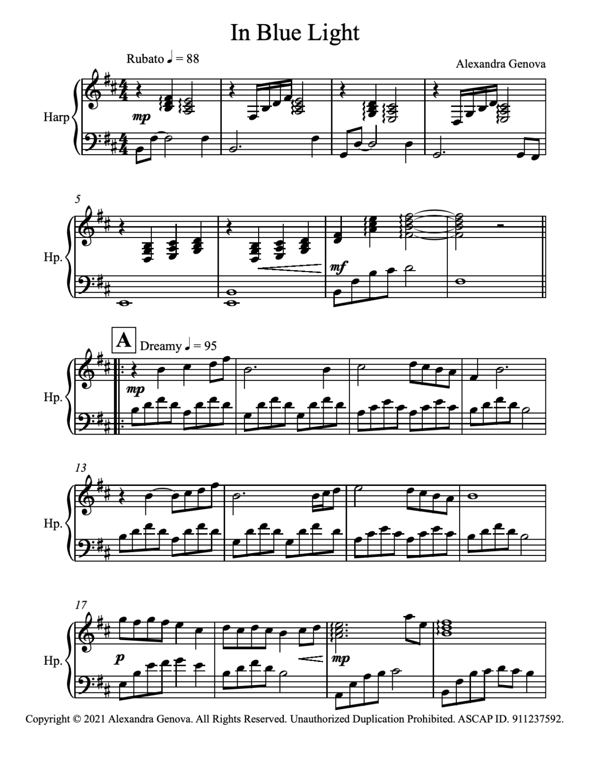 In Blue Light – Harp Column Music