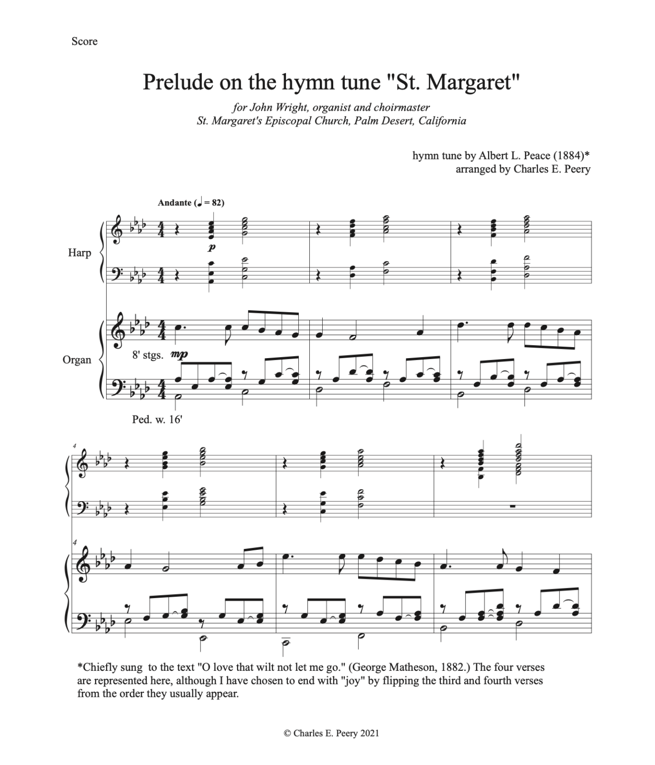 Prelude on the Hymn Tune “St Margaret” – Harp Column Music