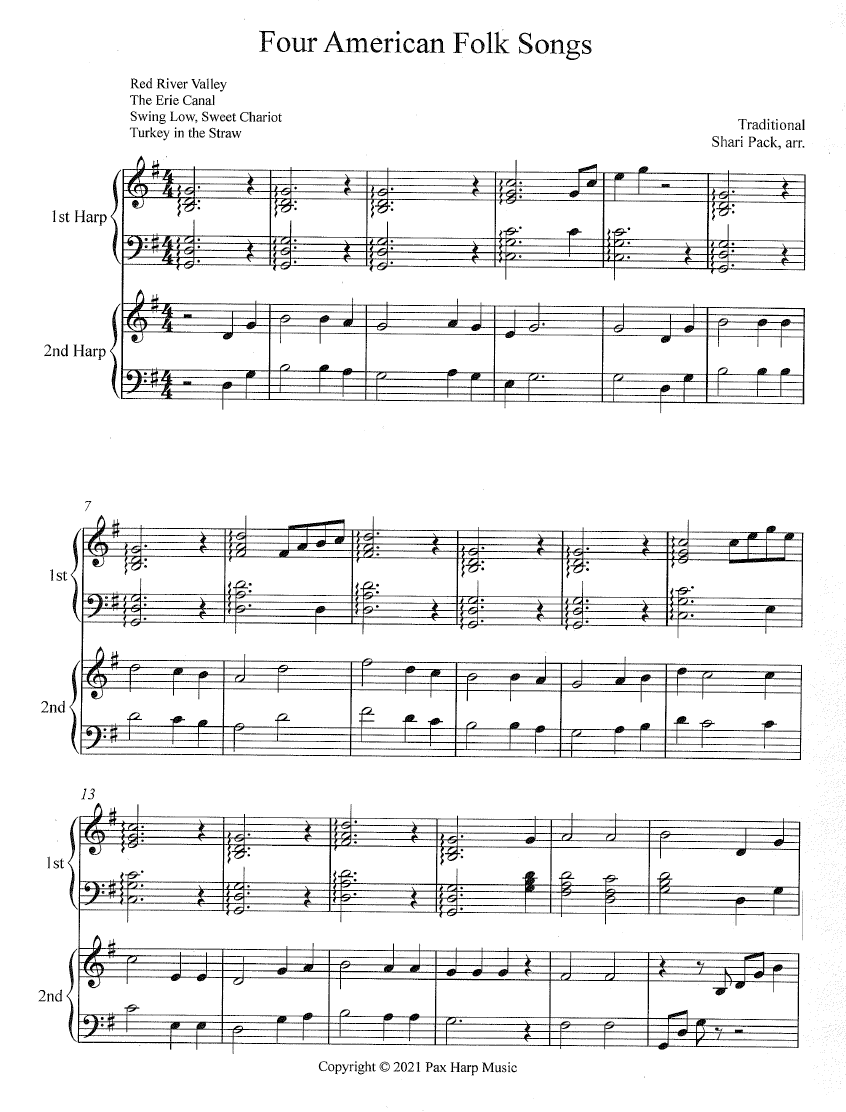 Four American Folk Songs – Harp Column Music