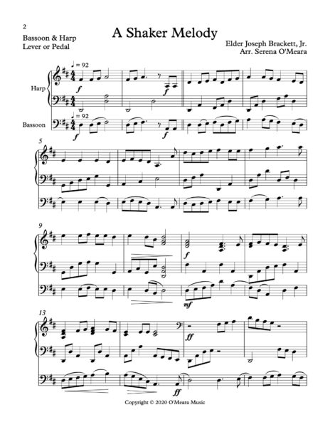 A Shaker Melody (Harp and Melody Instrument) – Harp Column Music
