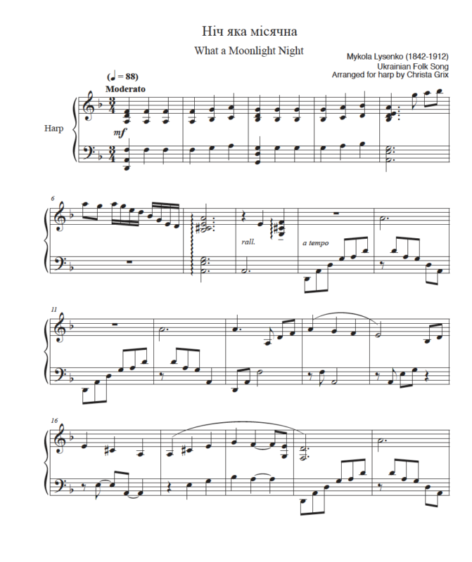 What A Moonlight Night – Harp Column Music