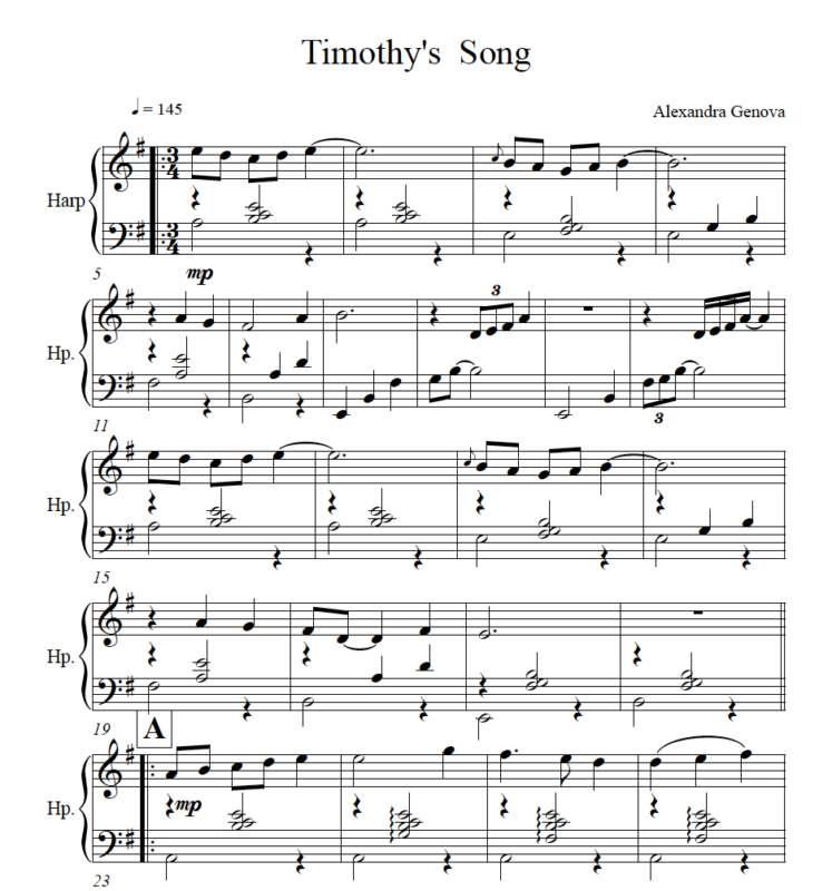 Timothy’s Song – Harp Column Music
