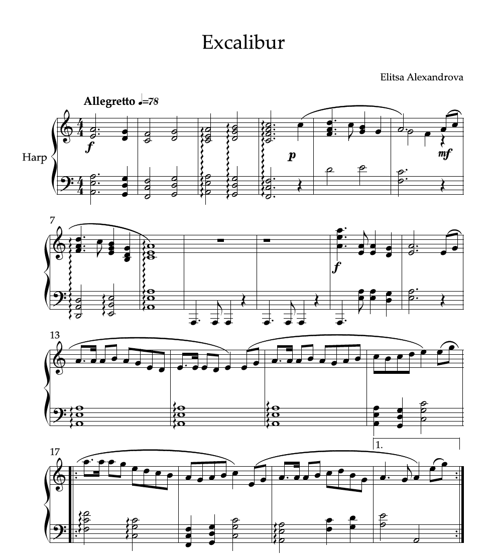 Excalibur (discontinued) – Harp Column Music
