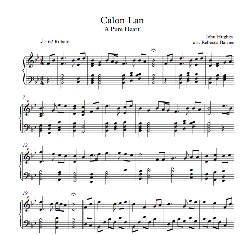 Calon Lan (A Pure Heart) – Harp Column Music