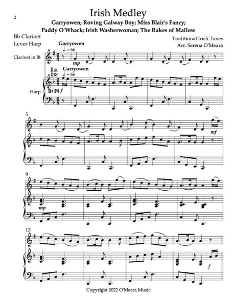Irish Medley (Lever Harp and Melody Instrument) – Harp Column Music