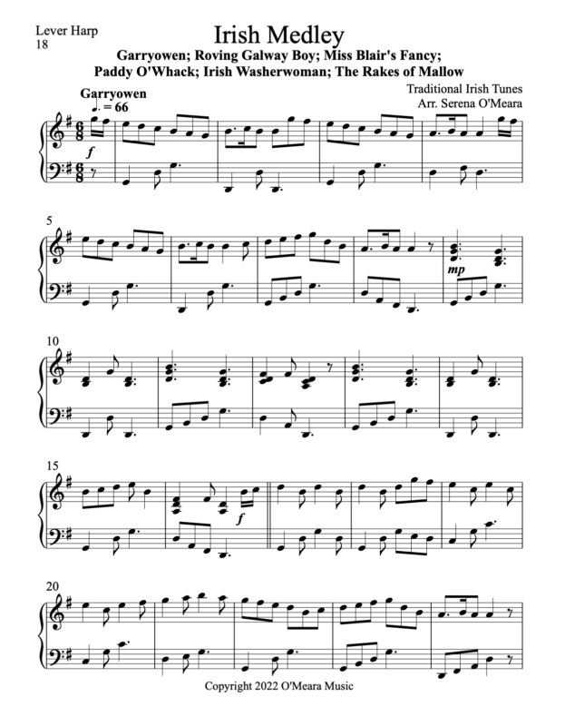 Irish Medley (Lever Harp and Melody Instrument) – Harp Column Music
