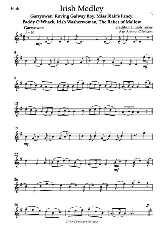 Irish Medley (Pedal Harp and Melody Instrument) – Harp Column Music