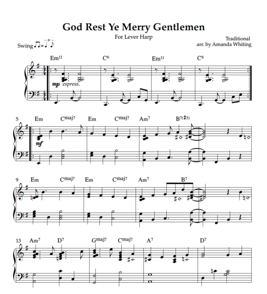 God Rest Ye Merry Gentlemen (lever harp solo) – Harp Column Music