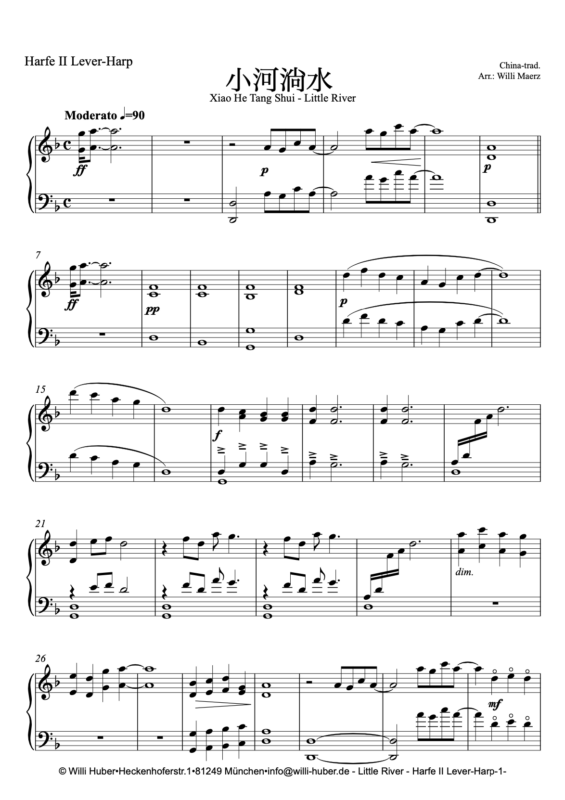 Little River (four harps, simplified version) – Harp Column Music