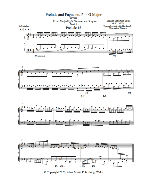 Prelude and Fugue no.15 in G Major (Book 2) – Harp Column Music