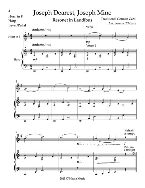 Joseph Dearest, Joseph Mine – Harp Column Music