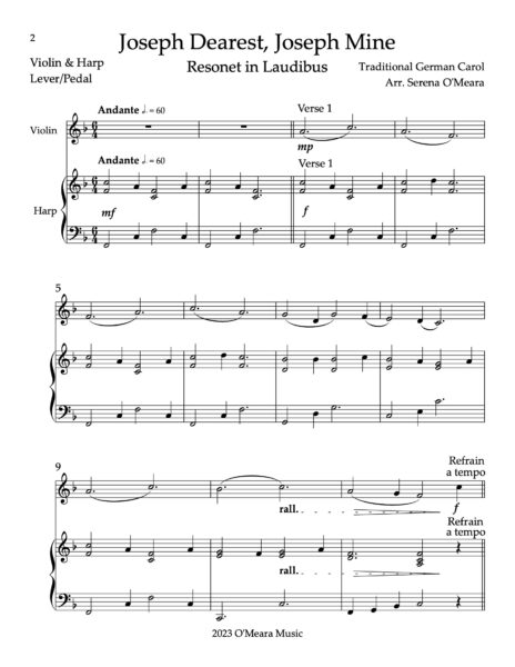 Joseph Dearest, Joseph Mine – Harp Column Music
