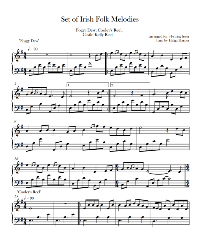 Set of Irish Folk Melodies – Harp Column Music