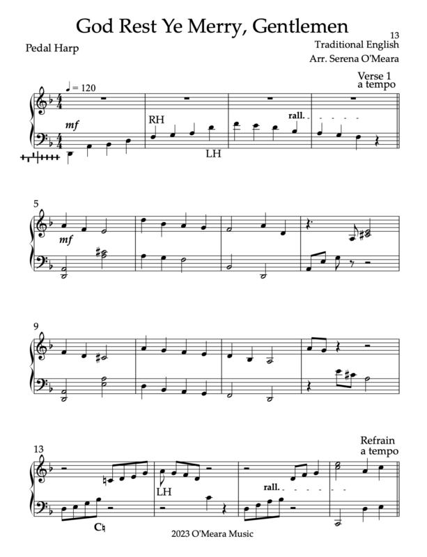 God Rest Ye Merry, Gentlemen (Pedal Harp and Melody Instrument) – Harp ...