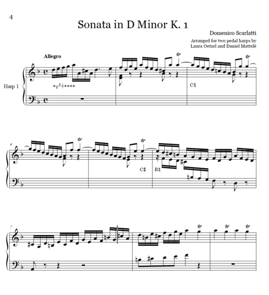 Scarlatti Sonata in D Minor K.1 – Harp Column Music