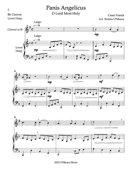 Panis Angelicus (Lever Harp and Melody Instrument) – Harp Column Music