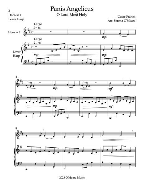 Panis Angelicus (Lever Harp and Melody Instrument) – Harp Column Music