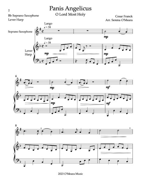 Panis Angelicus (Lever Harp and Melody Instrument) – Harp Column Music