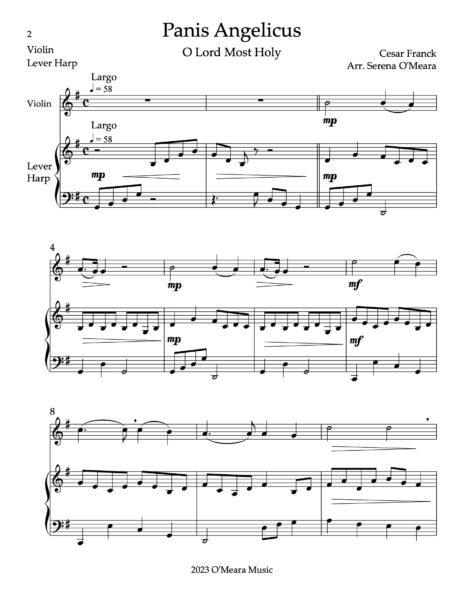 Panis Angelicus (Lever Harp and Melody Instrument) – Harp Column Music
