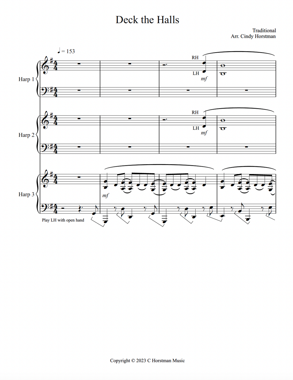 Deck the Halls (for three harps) – Harp Column Music