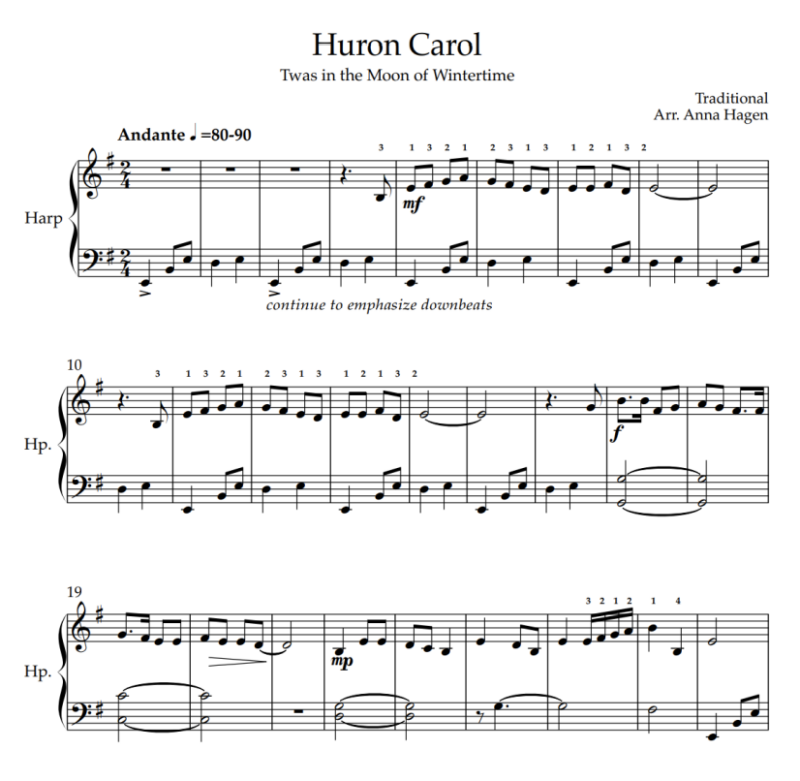 Huron Carol – Harp Column Music