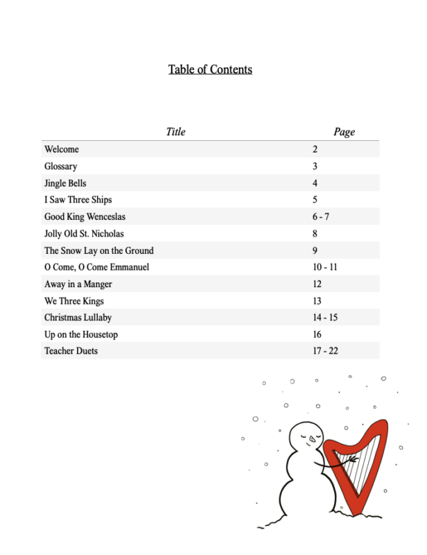 Masterworks Beginner Harp Christmas, Book One – Harp Column Music