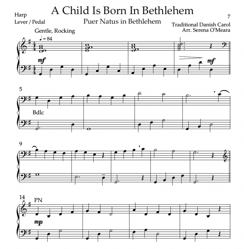A Child Is Born In Bethlehem – Harp Column Music