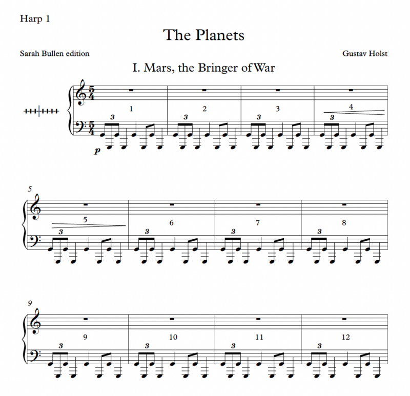 The Planets–Orchestral Parts – Harp Column Music