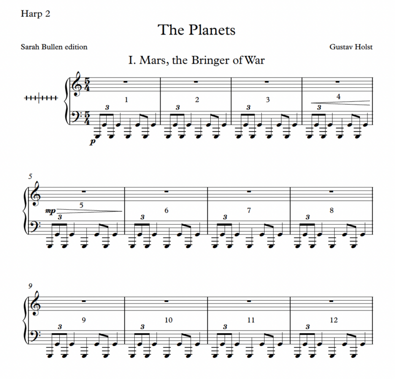 The Planets–Orchestral Parts – Harp Column Music