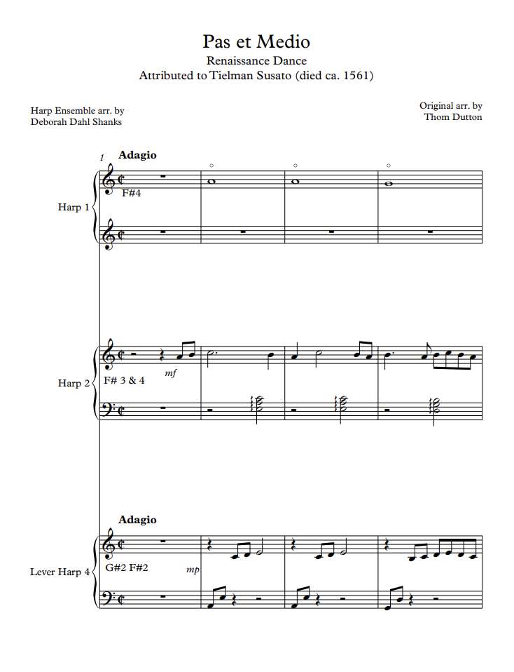 Pas et Medio (for 3 harps) – Harp Column Music