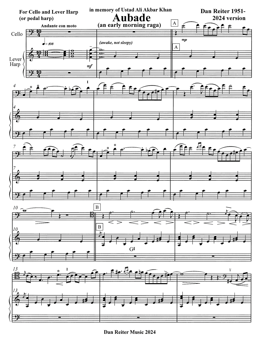 Aubade (an early morning raga) – Harp Column Music