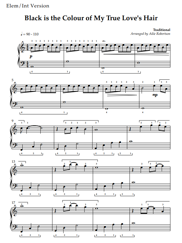 Black is the Colour of my True Love’s Hair – Harp Column Music