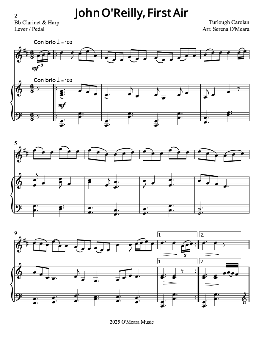 John O’Reilly, First Air (Harp & Melody Instrument) – Harp Column Music