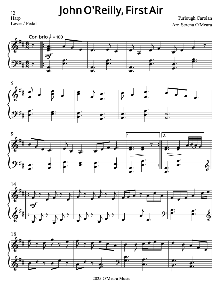 John O’Reilly, First Air (Harp & Melody Instrument) – Harp Column Music