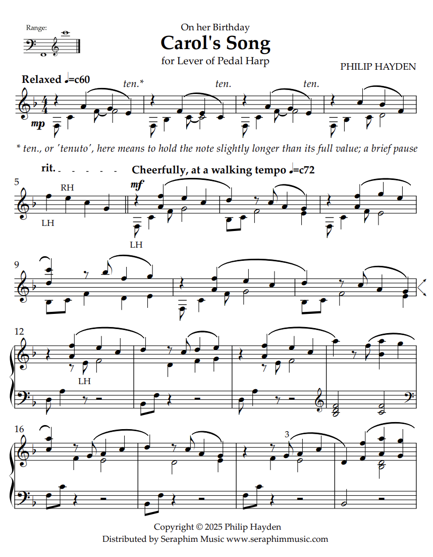 Carol’s Song – Harp Column Music