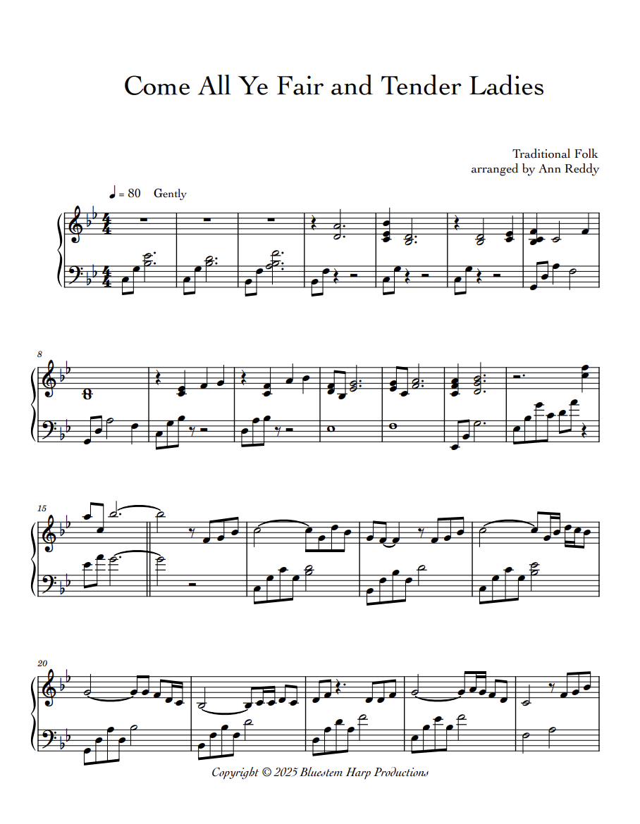 Come All You Fair and Tender Ladies – Harp Column Music