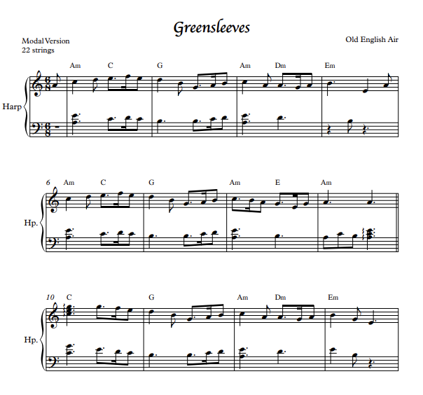 Renaissance Music for Small Harps in C – Harp Column Music