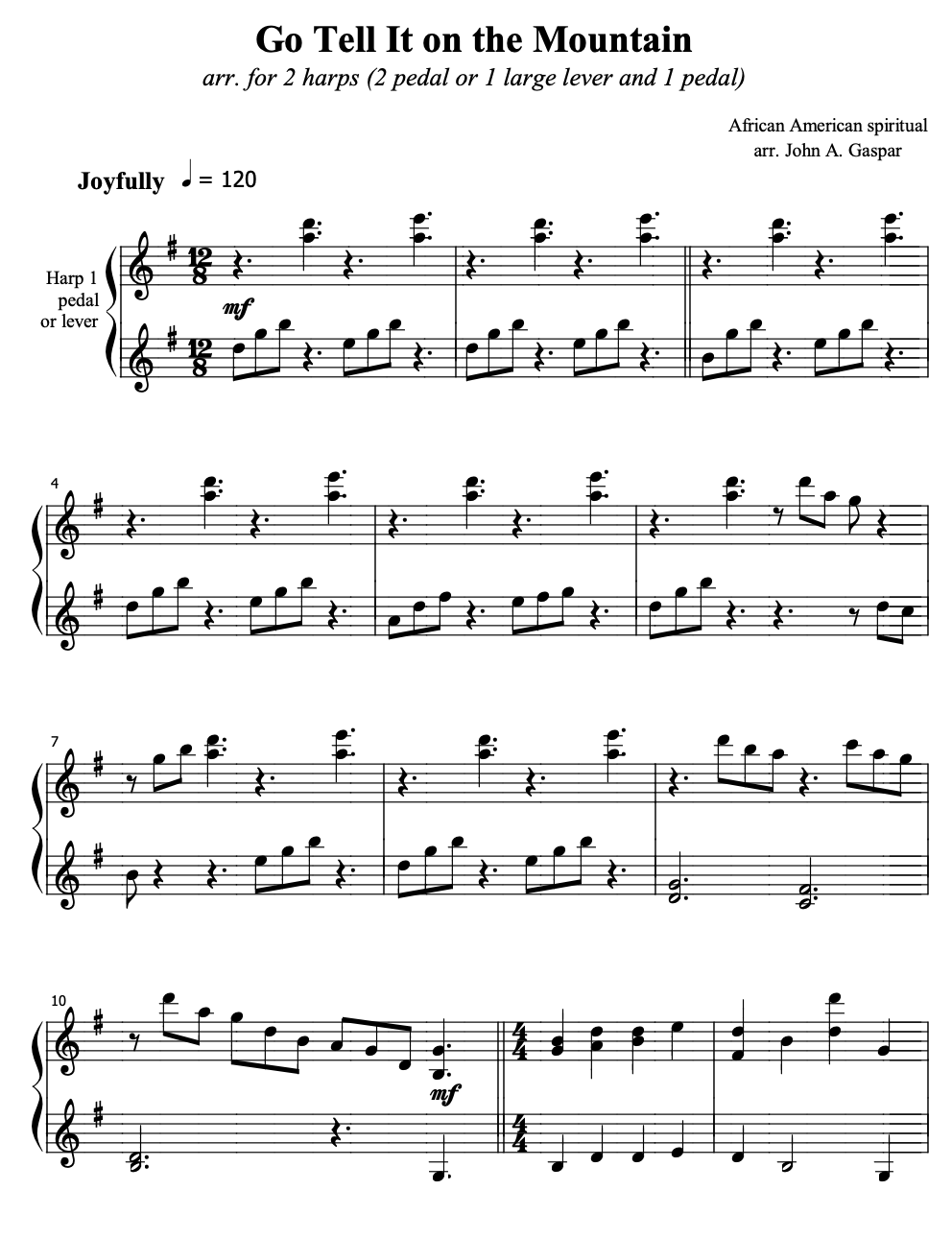 Go Tell It on the Mountain – Harp Column Music