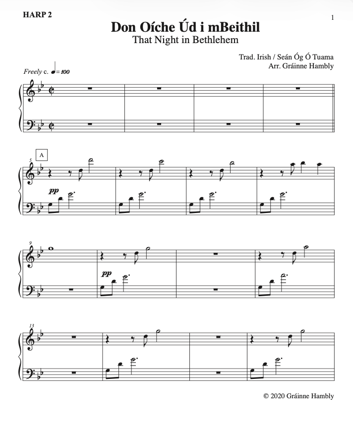 Don Oíche Úd i mBeithil (That Night in Bethlehem) – Harp Column Music