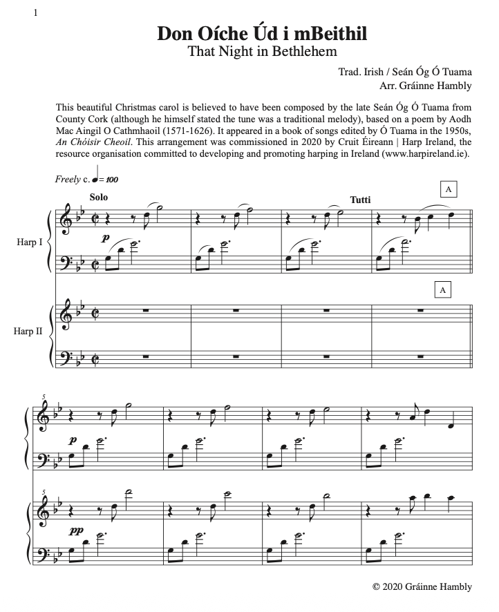 Don Oíche Úd i mBeithil (That Night in Bethlehem) – Harp Column Music