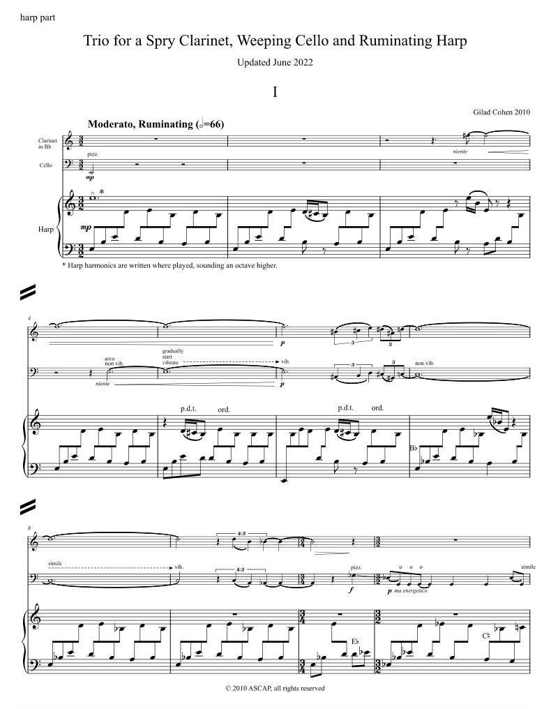 Trio for a Spry Clarinet, Weeping Cello and Ruminating Harp – Harp ...